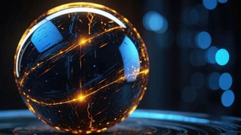 Abstract Glowing Energy Magic Bright High Tech Sphere Ball Circle In Fire And Smoke Background