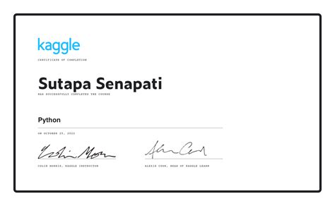 Sutapa Senapati Completed The Python Course On Kaggle