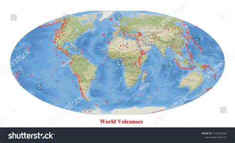 World Volcanoes Map 3d Rendering Stock Illustration 1184578204