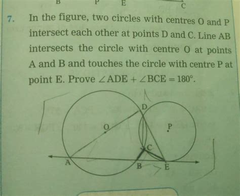7 In The Figure Two Circles With Centres O And P Intersect Each Other A
