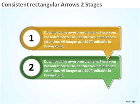 Consistent Rectangular Arrows 2 Stages Flowchart Creator Powerpoint