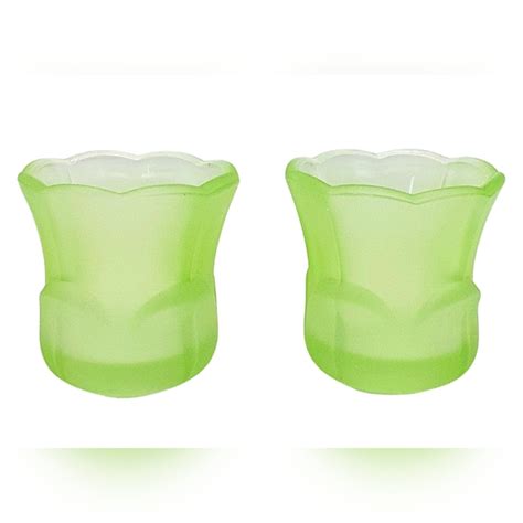 Homco Accents Vintage Homco Home Interiors Frosted Light Green Tulip Candle Holders Poshmark