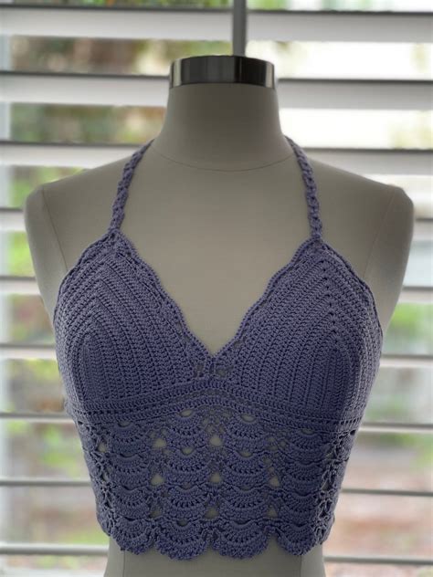 Sexy Lace Up Boho Festival Top Crochet Halter Top Lilac Purple Color Etsy