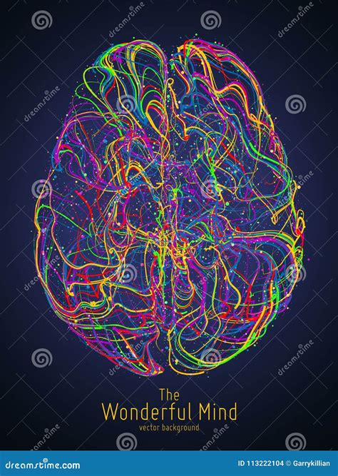 Vector Colorful Illustration Of Human Brain With Synapses Conceptual