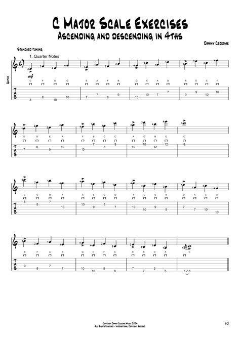C Major Scale Exercises Ascending And Descending In 4ths Sheet Music