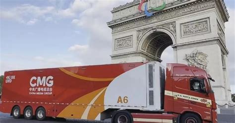 ឡានក្រុមប្រព័ន្ធផ្សព្វផ្សាយចិនទៅដល់បារាំងត្រៀមថតកីឡាអូឡាំពិកទីក្រុងប៉ារីស សុីសុីថាមស៍