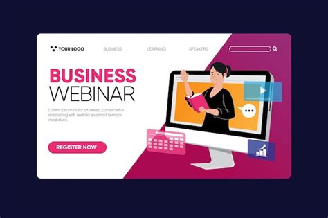 Free Vector Webinar Landing Page Template Illustrated