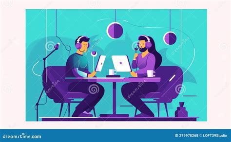 Podcast Comic Talks Or Audio Program Online Broadcasting Concept Tiny