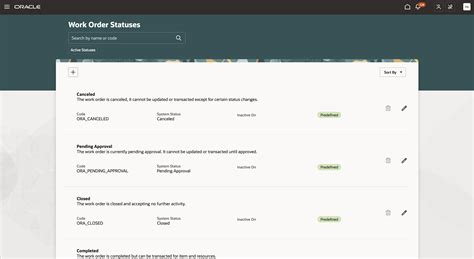 Search For Create And Edit Work Order Statuses Using The Redwood User