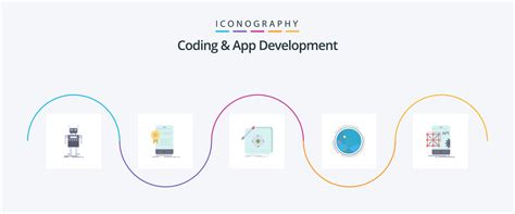 Coding And App Development Flat 5 Icon Pack Including Connection