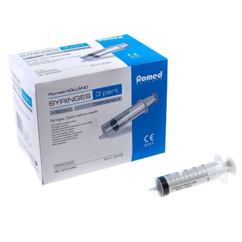 Injekcijska Brizga 50ml Brez Igle Sterilna 25kos Medi Lev