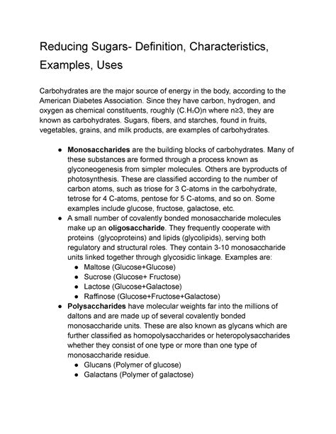 Reducing Sugars Definition Characteristics Examples Uses Reducing