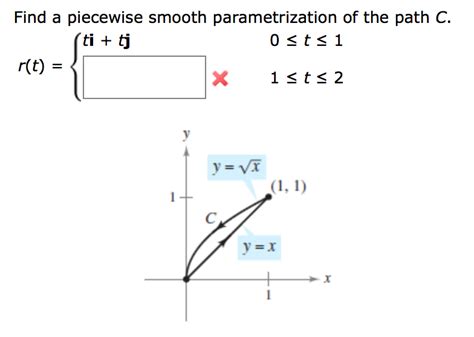 solved find a piecewise smooth parametrization of the path