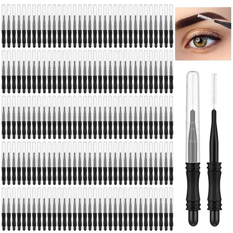 200 Pcs Micro Eyebrow Brush With Cap Multifunctional Brow