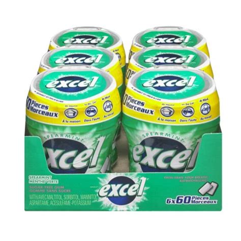 Excel Sugar Free Gum Spearmint 6x60ct 360 Pieces {imported From Canada}