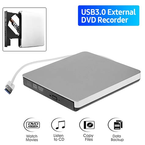 USB 3 0 Ultra Thin External Optical Drive CD RW DV Grandado