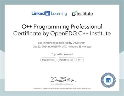 D Darshan On Linkedin Cplusplus Programming Linkedinlearning
