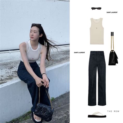 차정원 인스타그램 옷 르메르 데님 팬츠 생로랑 민소매 나시 탱크 탑 더로우 샌들 패션 스타일 정보 네이버 블로그