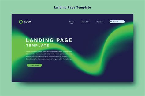 Modern Landing Page Template Design Green Blue Color Gradation Fluid