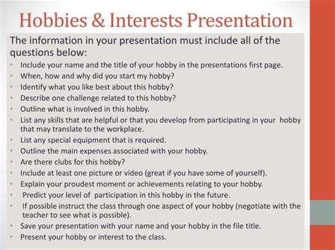Ppt Hobbies Interest Assignment Powerpoint Presentation Id 2703094