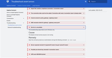 Sophos Connect OpenVPN Service Not Available Windows 10 LTSB IoT