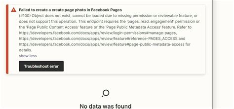 Failed To Create A Create Page Photo In Facebook Pages Object Does Not Exist Cannot Be