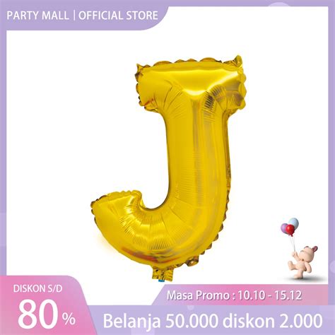 Jual Balon Foil Huruf Gold 16 Inch 40cm Abjad Alphabet A Z Balon Foil
