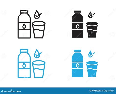 Drinking Enough Water Icon Black And White Vector Outline Sign Stock Vector Illustration Of