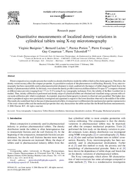 Pdf Quantitative Measurements Of Localized Density Variations In