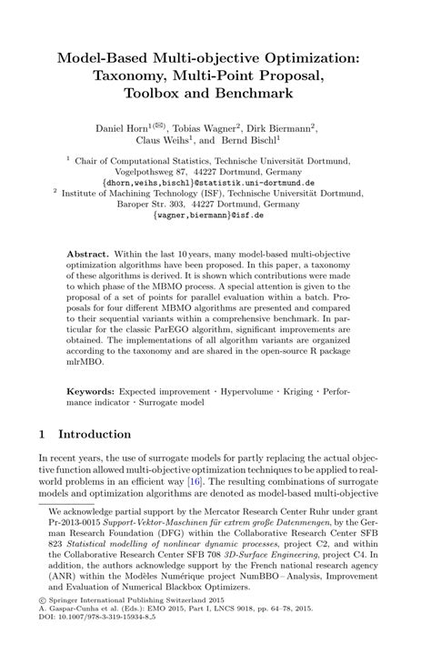 Pdf Model Based Multi Objective Optimization Taxonomy Multi Point
