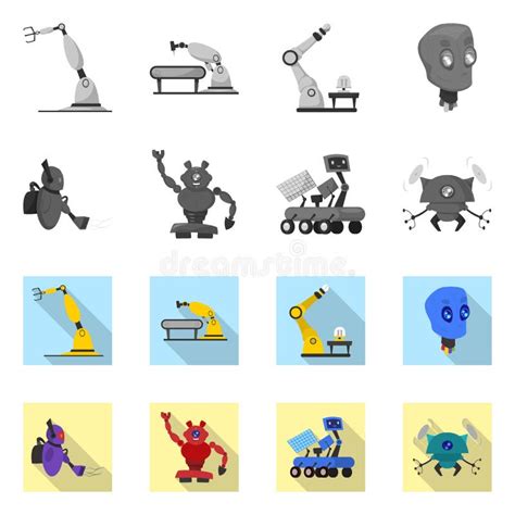 Vector Illustration Of Robot And Factory Logo Set Of Robot And Space Stock Vector Illustration
