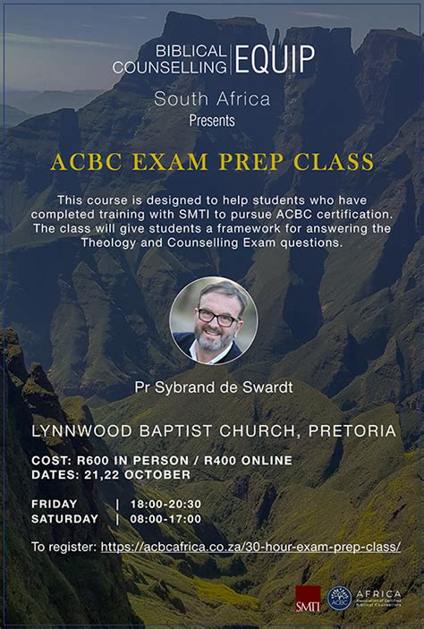 30 Hour Exam Prep Class Biblical Counsellors Association Of Southern