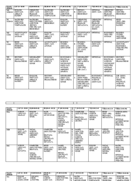 Time Table Class 9 To 12 Pdf