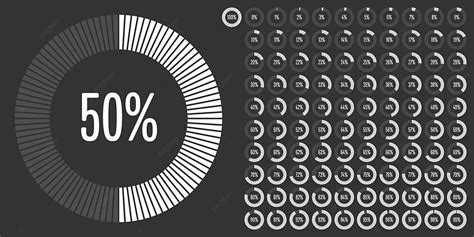 Collection Of Circular Diagrams Displaying Percentages Ranging From To 100 Vector Document