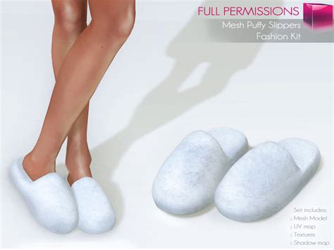 Second Life Marketplace Full Perm Mesh Puffy Slippers Fashion Kit