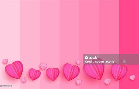 분홍색과 달콤한 배경에 날아가는 심장 모양의 종이 컷 요소 해피 발렌타인 데이 생일 인사말 카드 디자인에 대 한 사랑의 벡터 기호입니다 0명에 대한 스톡 벡터 아트 및 기타