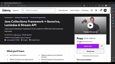 Free Certificate Cource Java Collections Framework Generics Lambdas