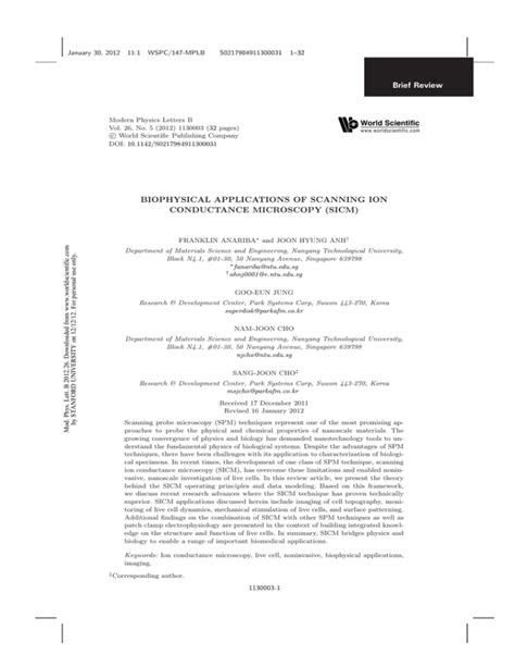 Biophysical Applications Of SICM