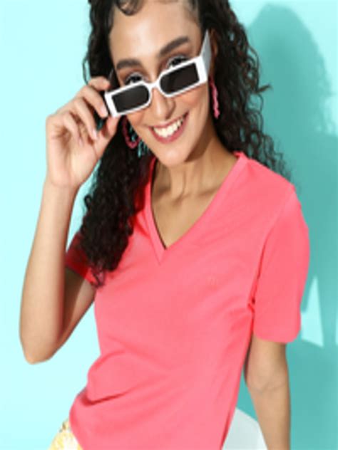 Buy Forever 21 Women V Neck Pure Cotton Slim Fit T Shirt Tshirts For