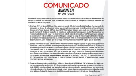 Mininter Rechazó Que Jefe De La Digimin Busque Controlar Información
