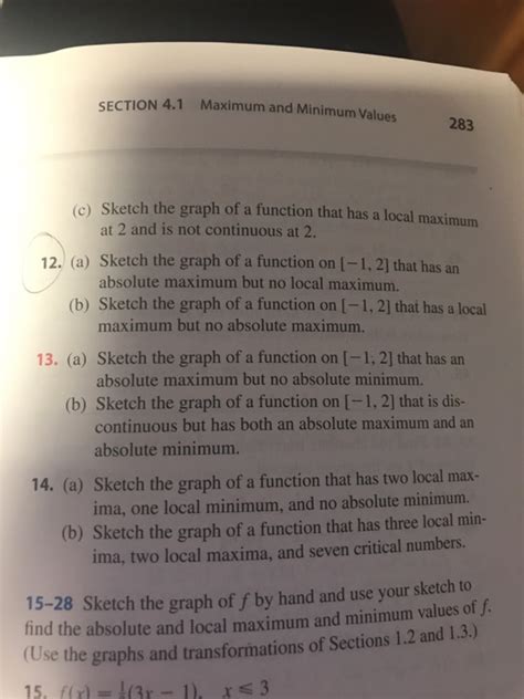 Solved Section 41 Maximum And Minimum Values 283 C Sketch