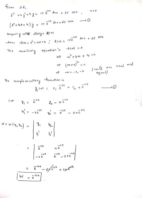 Answered Y 4y 4y 15e 2x In X 25 Cos X X 0 3D Bartleby