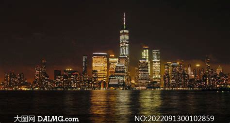 海边纽约城市美丽夜景摄影图片 大图网图片素材