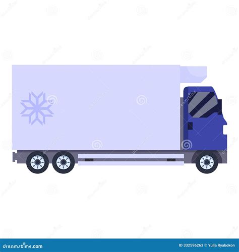Refrigerated Truck Delivering Frozen Food With Snowflake Symbol Cartoon