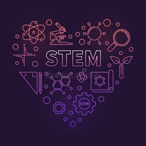 Stem Creative Colored Vector Banner In Outline Style Stock Vector