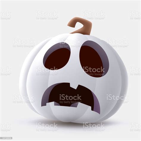 잭 오 랜턴 재미있는 얼굴 표정과 할로윈 흰색 호박의 3d 그림 격리 3차원 형태에 대한 스톡 벡터 아트 및 기타 이미지 3