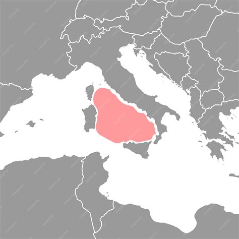 Premium Vector Tyrrhenian Sea On The World Map Vector Illustration