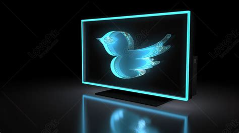 향상된 시각적 매력 빛나는 Twitter 로고를 보여주는 3d 텔레비전 렌더 Tv 배경 사회의 배경 미디어 로고 배경