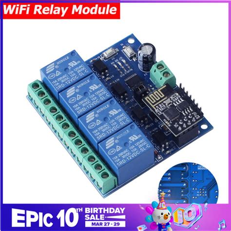Diyiot โมดูลรีเลย์ Wifi 4ช่อง Esp8266 Esp 01 12v สำหรับควบคุมแอป