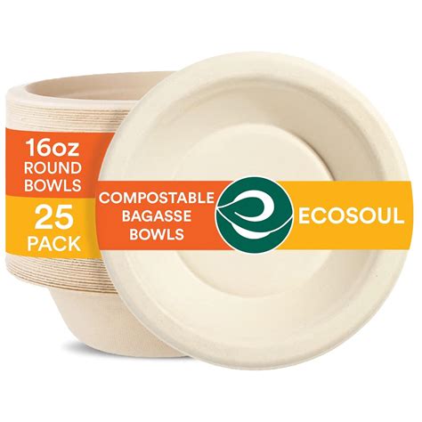 ECO SOUL Ml Pack Compostable Bagasse Bowls Disposable Eco Friendly Biodegradable